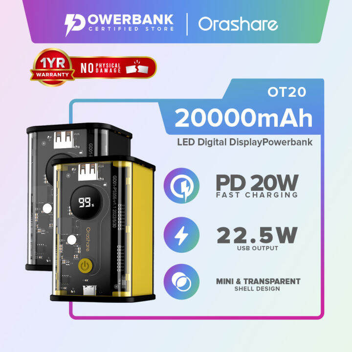 Orashare OT20 20000mAh Transparent Mini Powerbank SCP 22.5W Super Fast ...