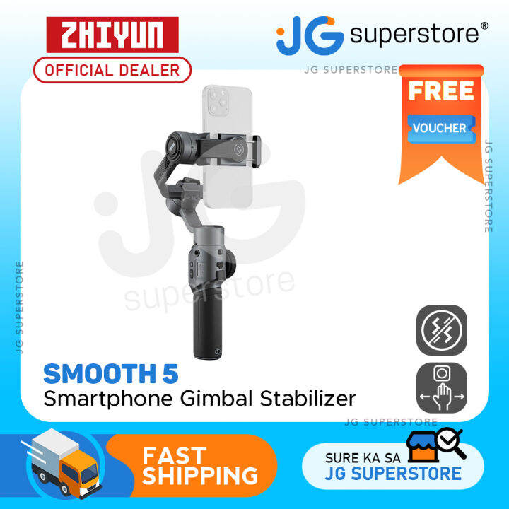 Zhiyun-Tech Smooth 5 3-Axis Smartphone Gimbal Stabilizer with Anti-Shake Grip Gesture Control ...