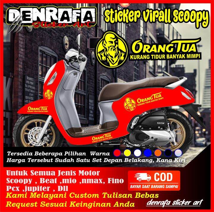 STIKER VIRAL SCOOPY ORANG TUA / STICKER DECAL ALL MOTOR CAP ORANG TUA ...