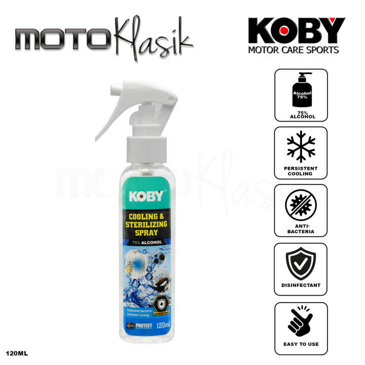 KOBY COOLING AND STERILIZING SPRAY WITH 75% ALCOHOL 120ML / DEODORIZER ...