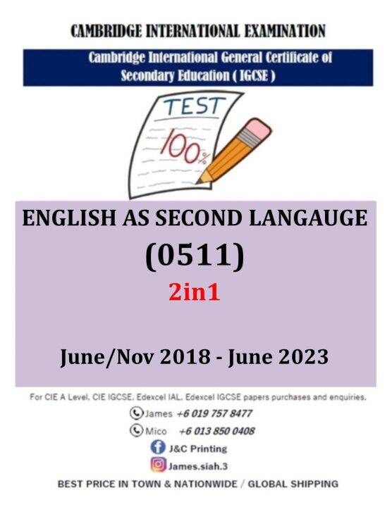 Cambridge Igcse ENGLISH AS SECOND LANGUAGE 0511 (2IN1VERSION) (PAPER 1 ...