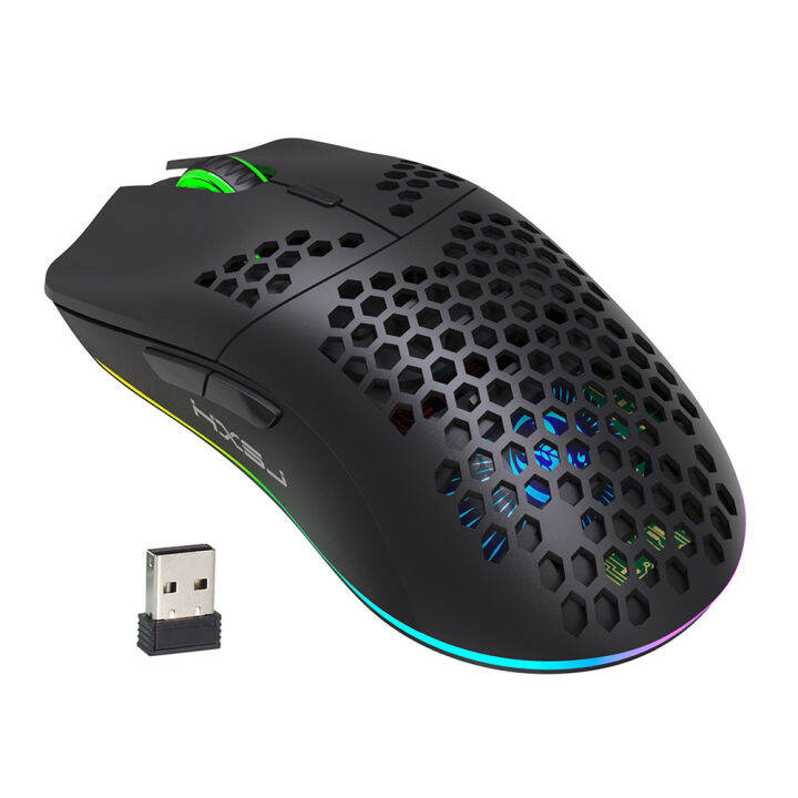 HXSJ T66 Wireless Gaming Mouse with Honeycomb Shell 7 Programmable ...