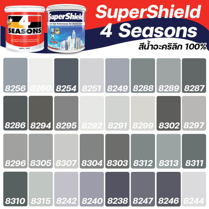 TOA สีภายนอก+ภายใน สีเทา ขนาด 1L เฉดสีบ้านสบาย สีทาบ้าน สีน้ำ สีทาอาคาร ...