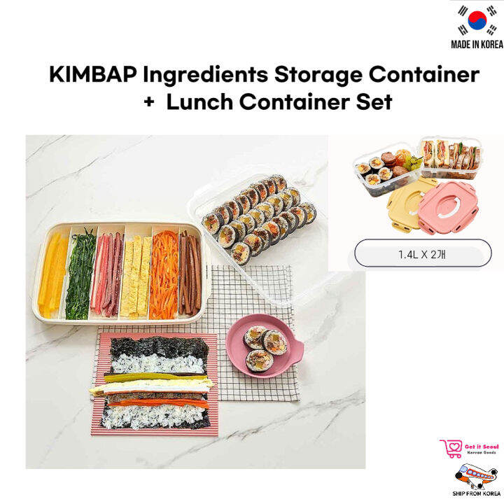 KOREA EASY FREE KIMBAP Ingredients Storage Container+ Lunch Container ...