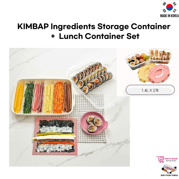 KOREA EASY FREE KIMBAP Ingredients Storage Container+ Lunch Container ...
