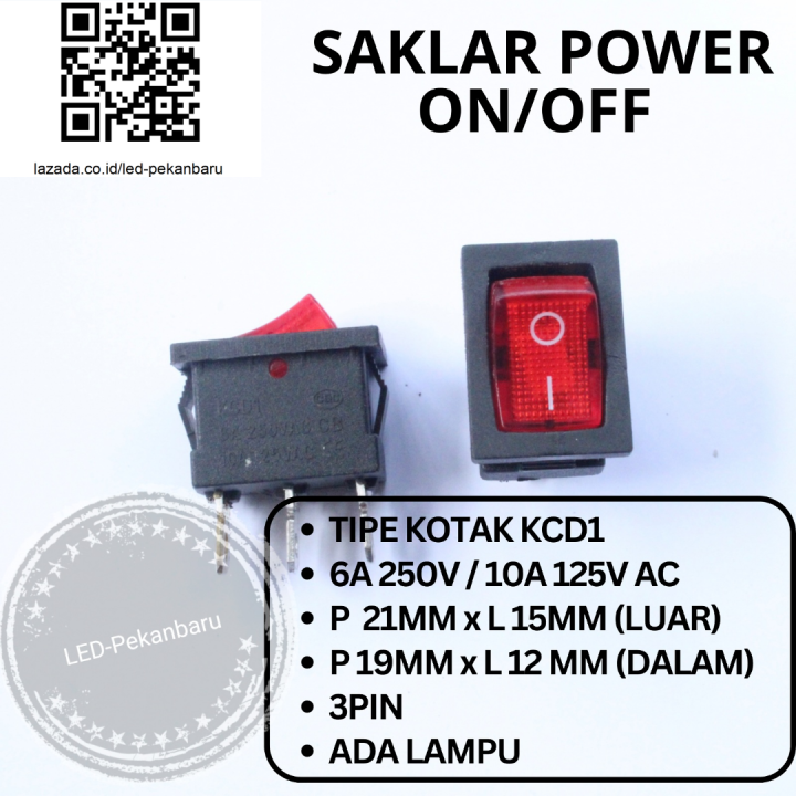 SAKLAR 3 PIN ON OFF LAMPU SWITCH POWER TOMBOL 21X15 2PIN ROCKER ...