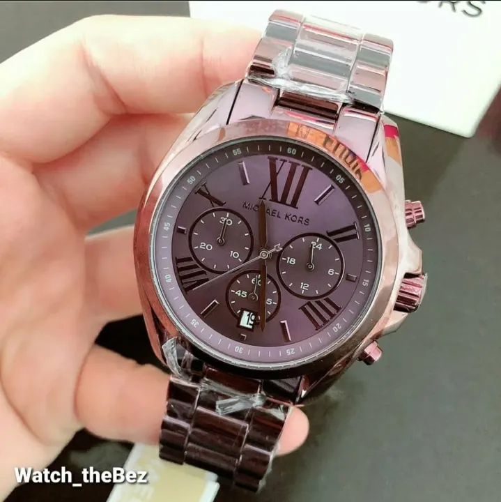 Michael Kors Women's Bradshaw Chronograph Purple Stainless Steel Watch ...