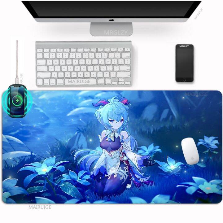 Ganyu Wireless Charging Mouse Pad อุปกรณ์เสริมสำหรับเกม แผ่นรองโต๊ะแบบ ...