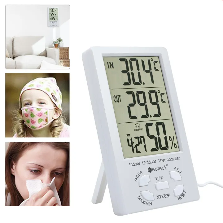LCD Digital Indoor Outdoor Hygrometer Humidity Thermometer Room ...