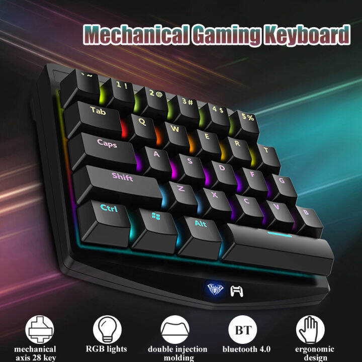 Handjoy K1 28 Key Mechanical Wireless Gaming Keyboard RGB Backlit ...