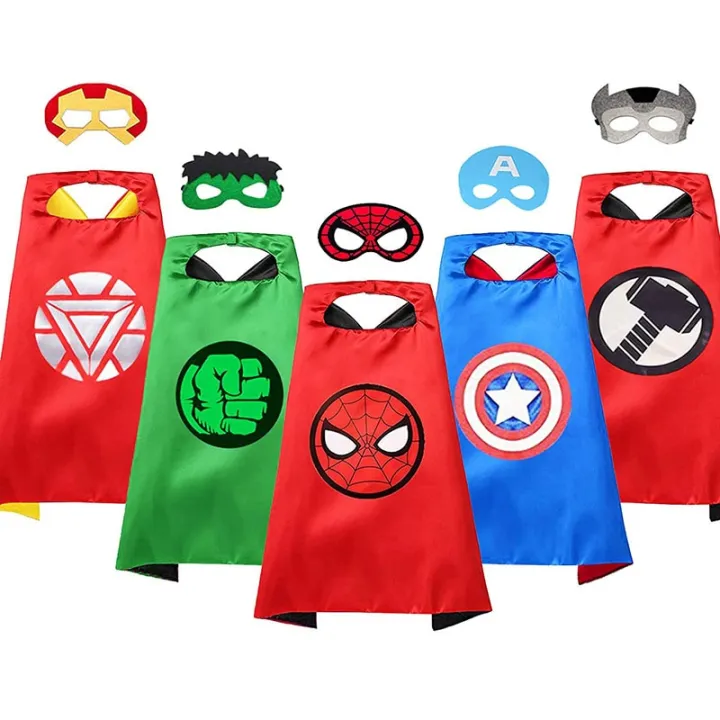 Superhero Capes and for Kids Halloween Cosplay Spiderman Hulk Captain ...