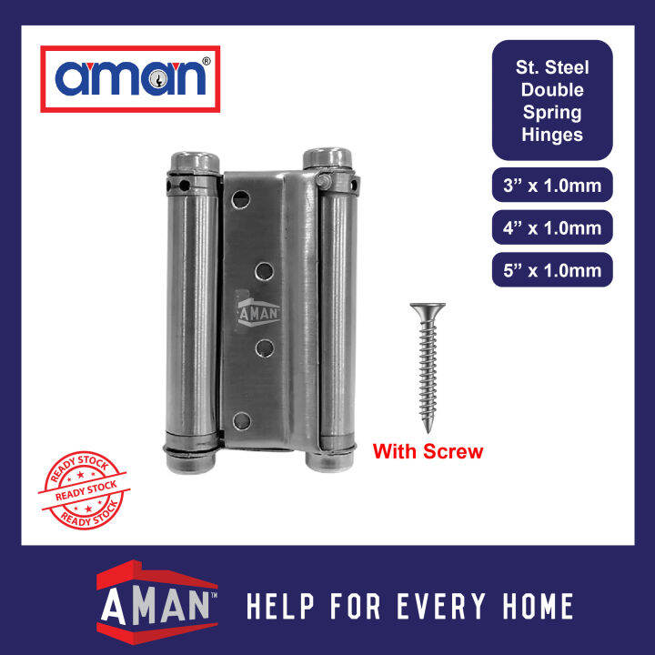 AMAN 2PCS Stainless Steel Cowboy Hinge With Screw Cowboy Door Double Action Spring Hinges ...
