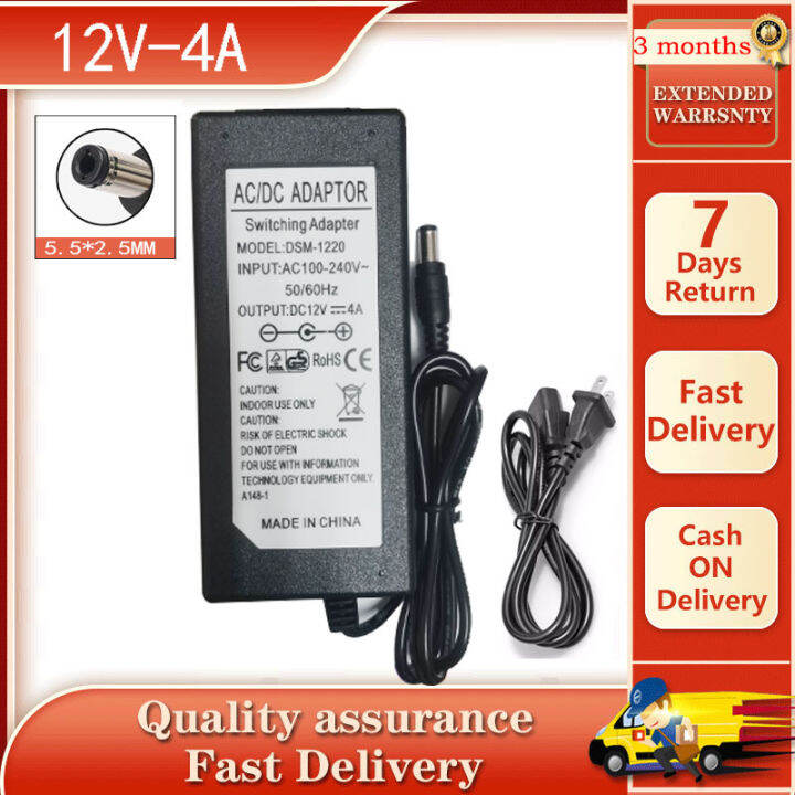 New 12V 4A 5.5*2.5MM AC Power Adaptor For CCTV DVR charger power supply ...