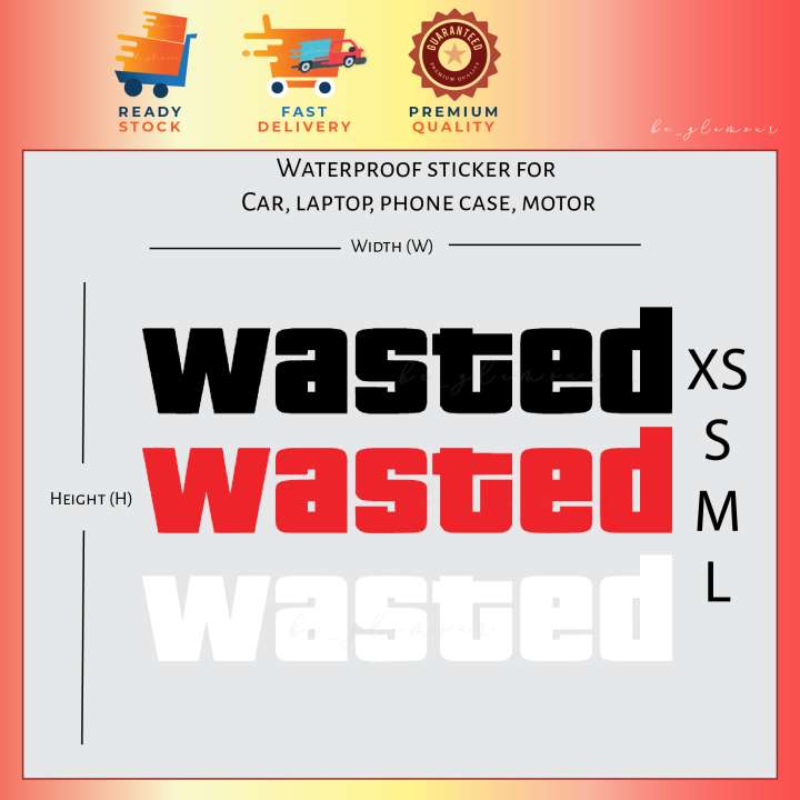 GTA Wasted Sticker Reflective stiker gaming san andreas vice city ...