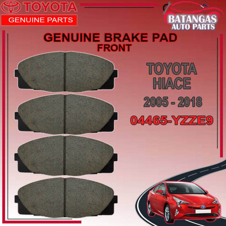 TOYOTA GENUINE BRAKE PAD for Toyota Hiace 2005 - 2018 (FRONT) Part No.: 04465-YZZE9 | Lazada PH