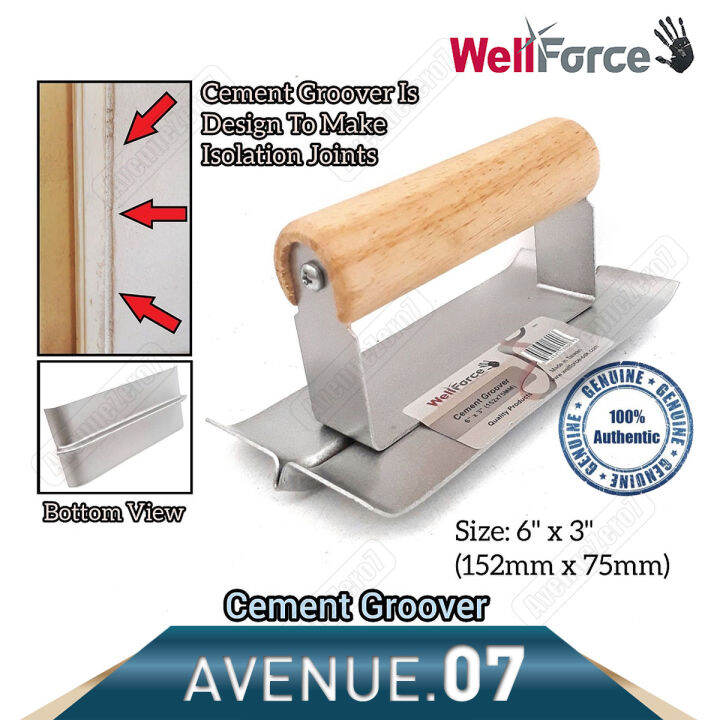 WELLFORCE CEMENT GROOVER with Wood Handle [WF-16900] ALAT PENGALUR SIMEN dengan Pemegang Kayu ...