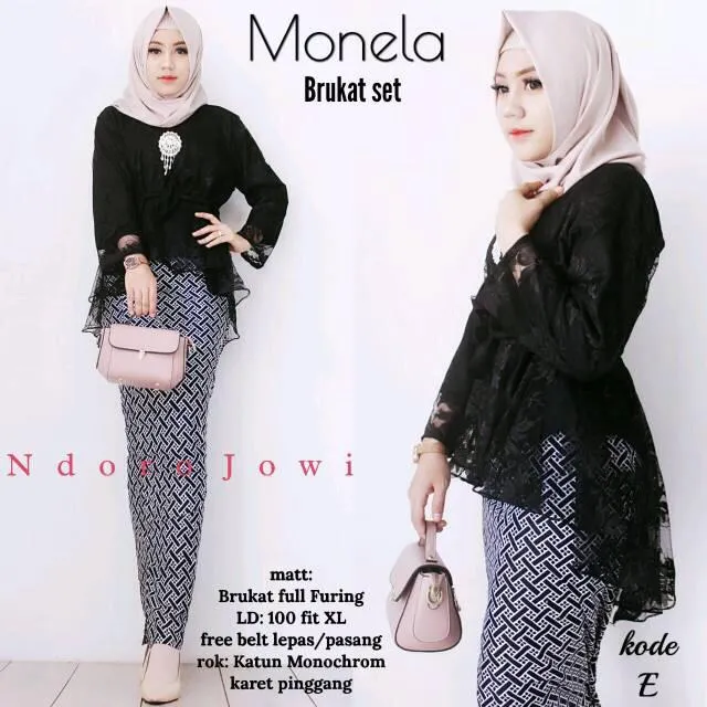 ADA JUMBO SET BRUKAT MONELA KEBAYA BROCADE BATIK SERAGAM PESTA NIKAHAN ...