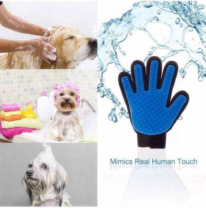 Pet True Touch Five Finger Shedding Fur Glove Gentle Grooming for Cats ...