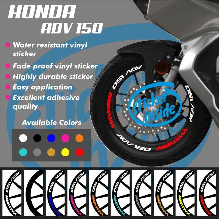 Honda ADV 150 Mags Sticker Decals Front & Back Side by Side(CHECKERED ...