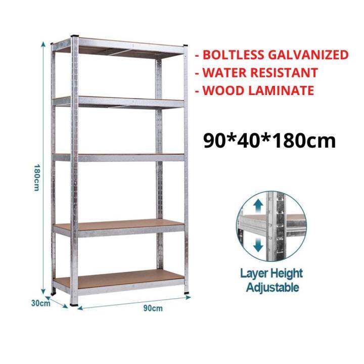 【75*30*167cm/90*40*180cm】 5 Layer Galvanized Boltless Adjustable Rack ...
