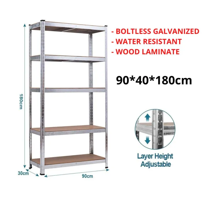 【Big Size 90*40*180】Galvanized Boltless Steel Shelving Heavy Duty 4/5 ...
