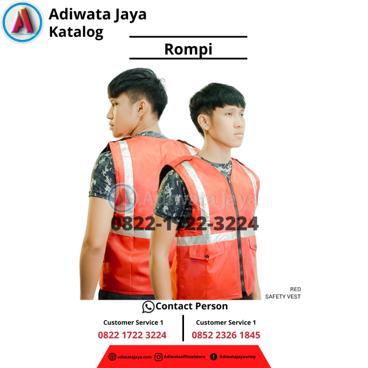 Rompi Proyek MERAH / Rompi Safety / Rompi Serbaguna / Rompi Parkir ...
