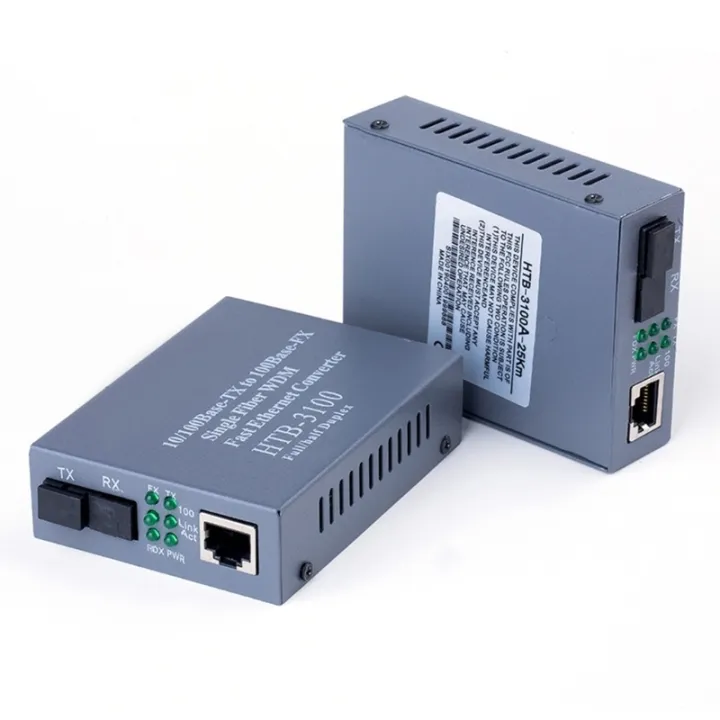 【Ready】 1 Pair Htb 3100 Fiber Media Converter Fiber Optic Transceiver ...