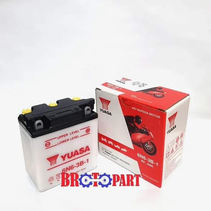 Aki Accu Motor Yuasa 6N6-3B-1 6N6 3B 1 Aki Basah 6 Volt 6Ah | Lazada ...