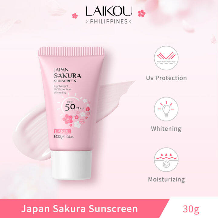 LAIKOU Japan Sakura Sunscreen Sodium Hyaluronate Lightweight UV Protection Whitening Tighten ...