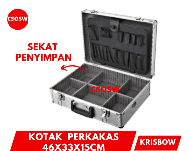 Krisbow Kotak Perkakas Aluminium Dgn Sekat Tool Case 46x33x15Cm Silver ...