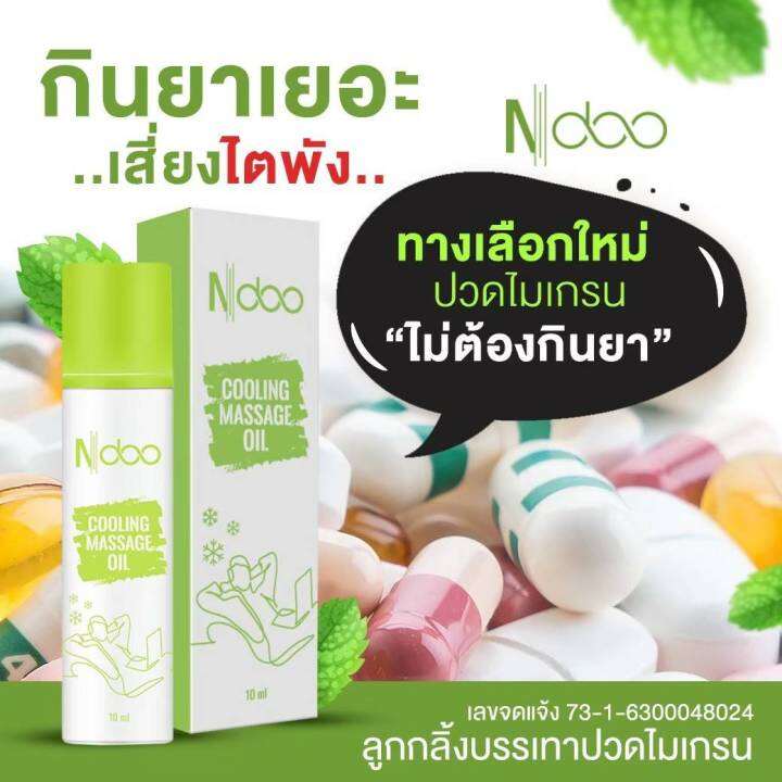 Ndoo เอ็นดู ลูกกลิ้ง บรรเทาอาการปวดไมเกรน เจลเย็น บรรเทาไมเกรน 5 นาที โล่ง สดชื่น เย็นสบาย ...