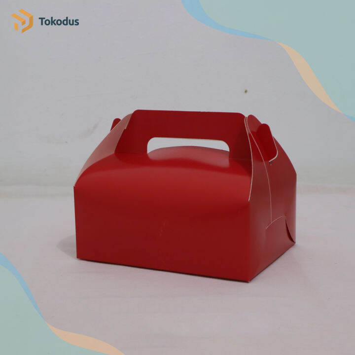 Gable Box/Box Jinjing 20x15x8 cm Ivory Merah Roti Dus Kue Kering dan ...