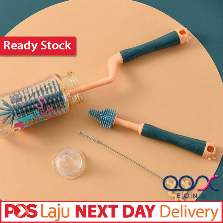 Eco Friendly 3 In 1 Silicone Brush Set 360° Rotation Handle Baby Milk ...