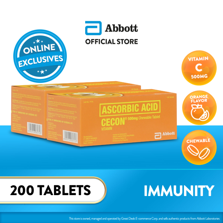 Ascorbic Acid (Cecon) 100s orange-flavored chewable tablet Bundle of 2 ...