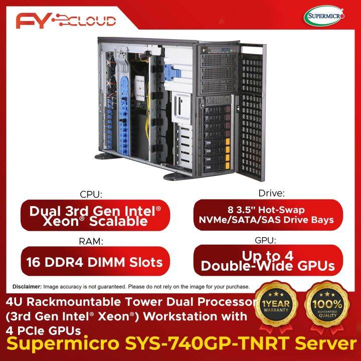 Supermicro SYS-740GP-TNRT Server 4U Rackmountable Tower Dual Processor ...