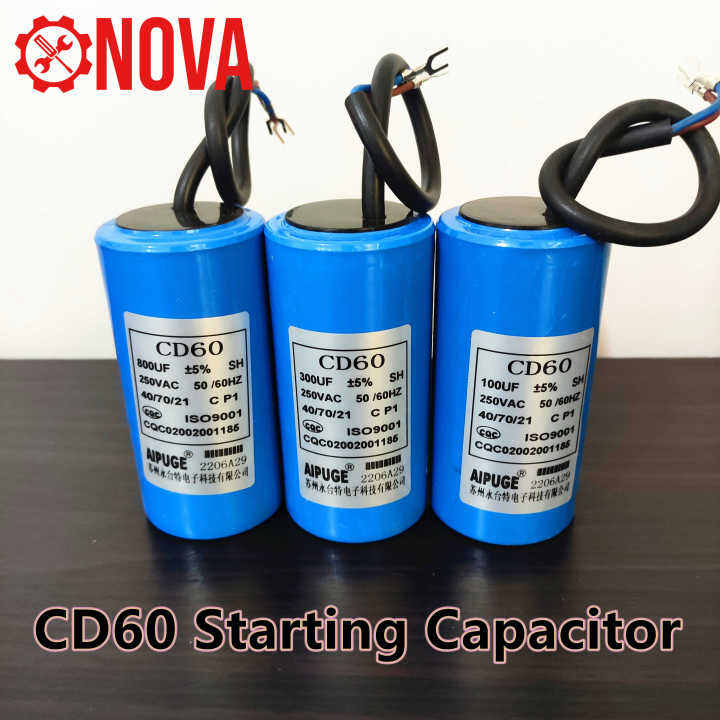 CD60 Motor Starting Capacitor 250VAC Blue 100uf 150uf 200uf 250uf 300uf ...