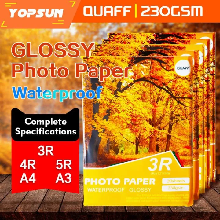 Glossy Photo Paper 3R 4R (230Gsm) Waterproof QUAFF Brand | Lazada PH