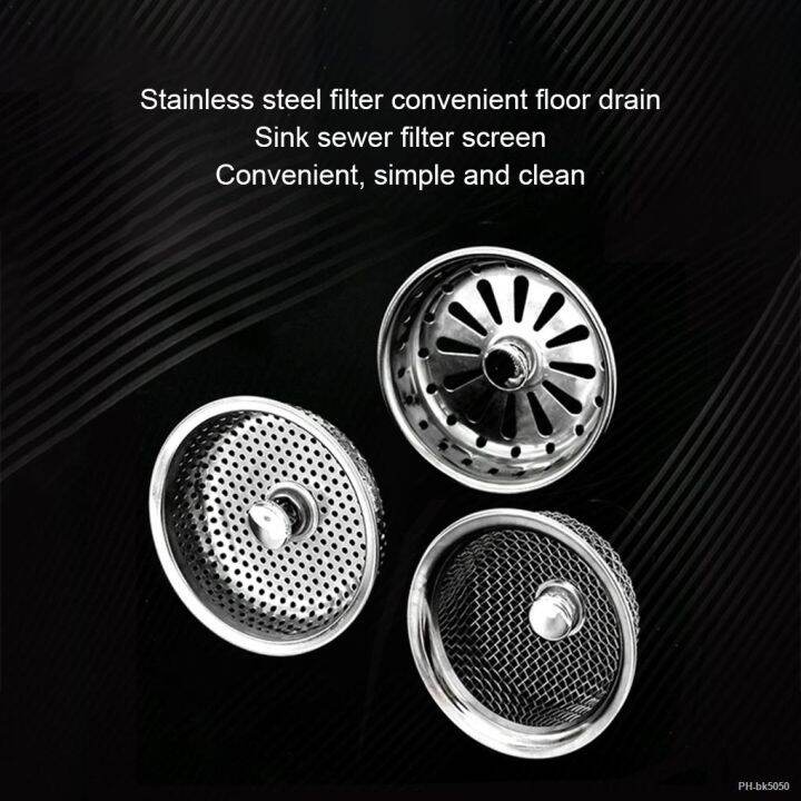 ┅卐 Sink Strainer Drain Plug Basket Stopper Mesh Filter Stainless Steel ...
