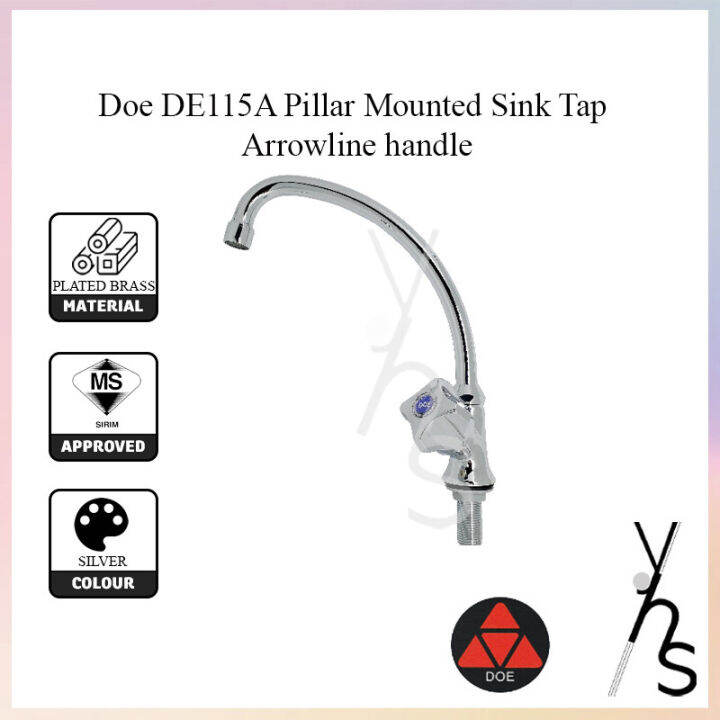 Doe DE115A Pillar Mounted Sink Tap - Arrowline handle | Lazada