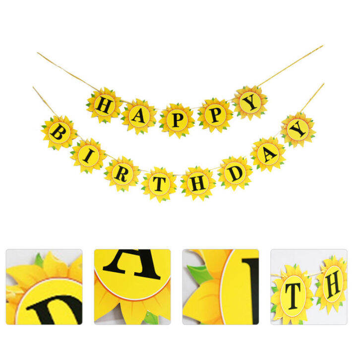 Happy Birthday Banners Sunflowers Decorations Birthday Party Supplies ...