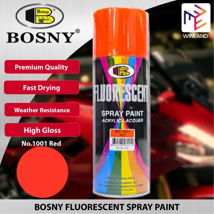 Bosny Fluorescent Spray Paint Acrylic Lacquer Red No.1001 * WINLAND ...