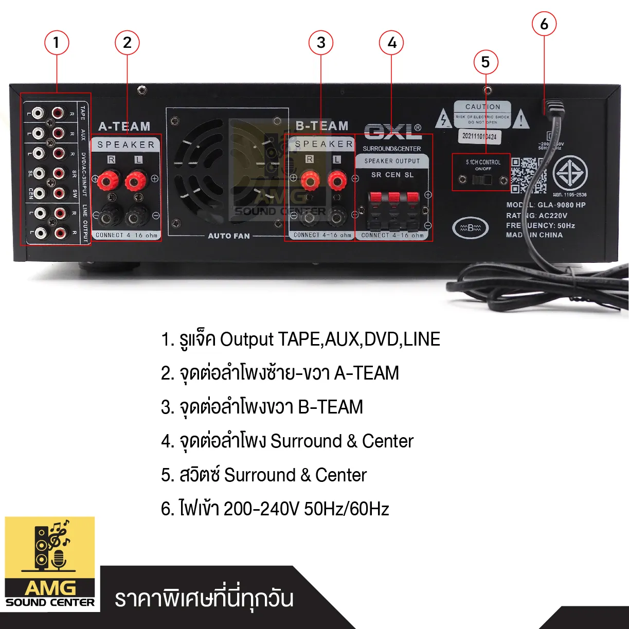 GXL รุ่น GLA-9080HP AMP แอมป์บ้าน 160Wx2 แอมป์ขยาย เพาเวอร์แอมป์ขยาย ...