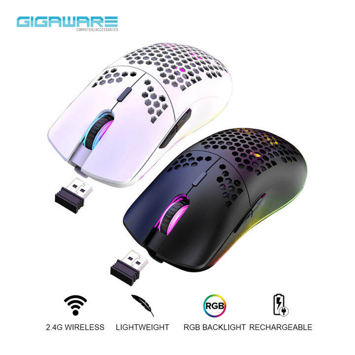 Gigaware XYH80 2.4G Wireless RGB Gaming Mouse Honeycomb Shell ...