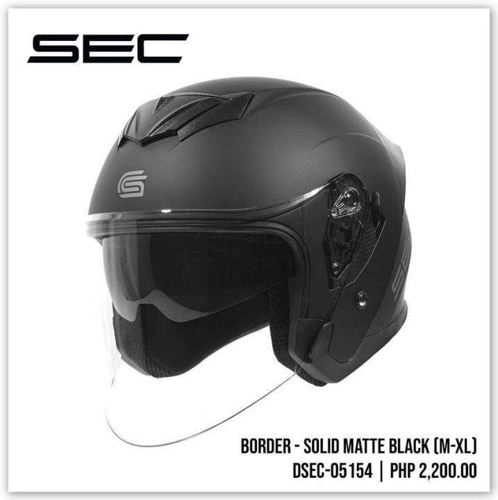 SEC Border Matte Black Half Face Helmet | Lazada PH