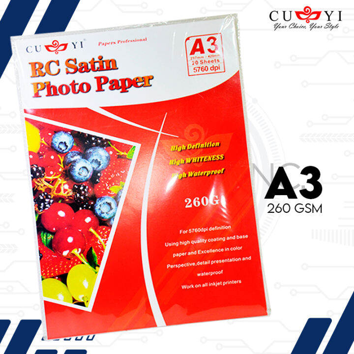 Risefully A3 Size CUYI RC Satin Photo Paper 260gsm (20sheets) | Lazada PH