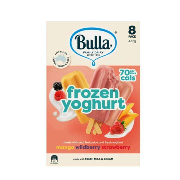 Bulla Frozen Yoghurt Strawberry, Mango and Wildberry Ice Cream (8 packs ...