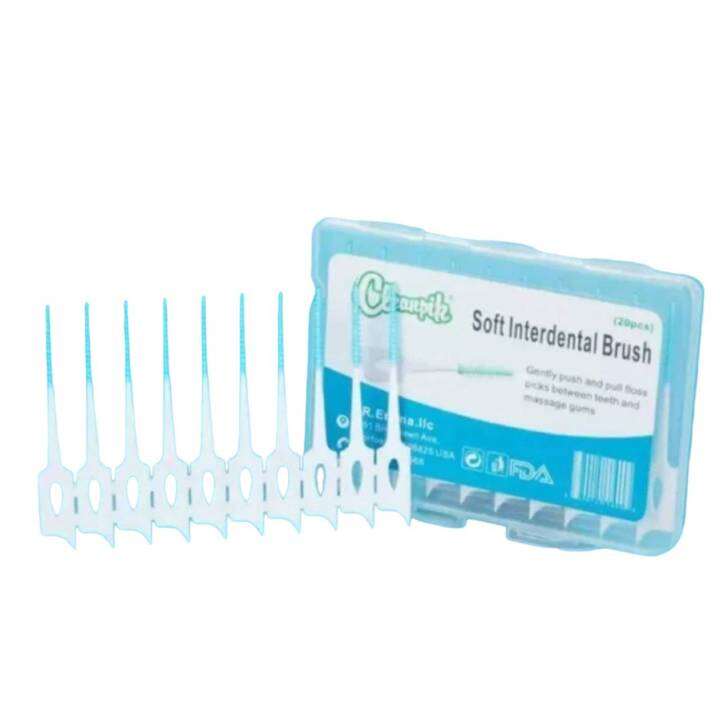 แปรงขัดซอกฟัน Cleanpik หัวเป็นซิลิโคนอ่อนนุ่ม กล่องละ 20ชิ้น และ 40 ...