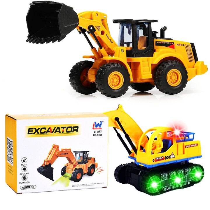 Battery Operated Li Wei Excavator Bump & Go With Flashing Lights & Sound Fashion Excavator Truck ...