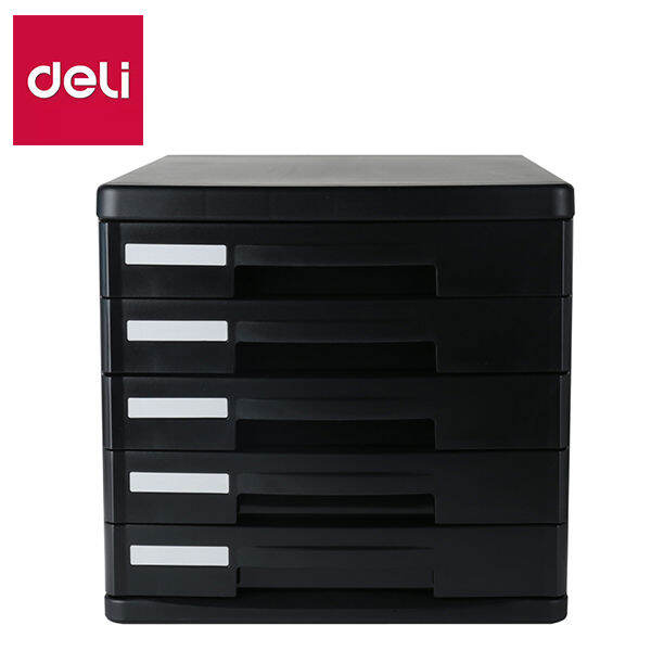 Deli A4 Black Plastic 5-Drawer File Cabinet, 5 Tier Desk Organiser ...