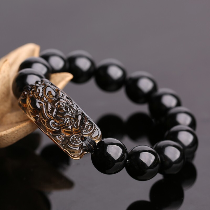 Black Feng Shui Obsidian Stone Wealth Pi Xiu Bracelet Attract Wealth and Good Luck | Lazada PH